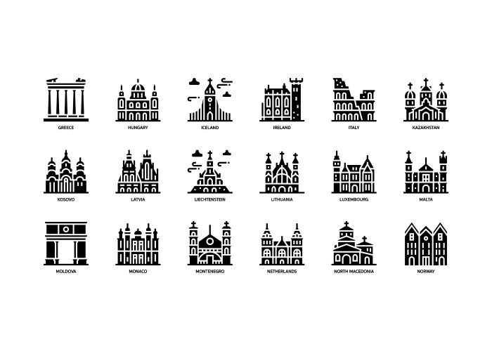 Big set of world landmarks and historic buildings Vector Image
