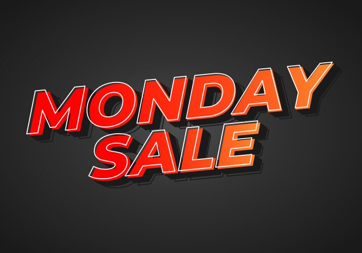 Monday sale text effect in 3d style with eye Vector Image