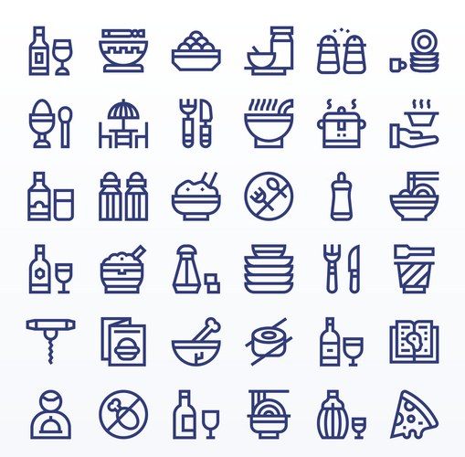 Dining Icons - 32 Thin Line Food & Restaurant – Royalty-Free Vector ...
