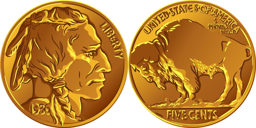 American buffalo gold coin Royalty Free Vector Image