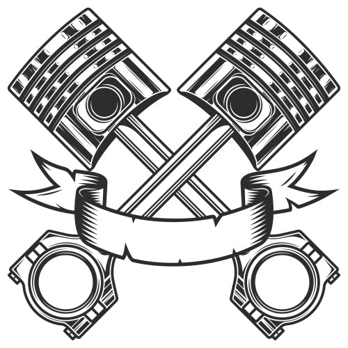 Vintage car engine piston template Royalty Free Vector Image