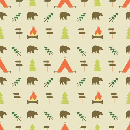 Camping seamless pattern tourism endless Vector Image
