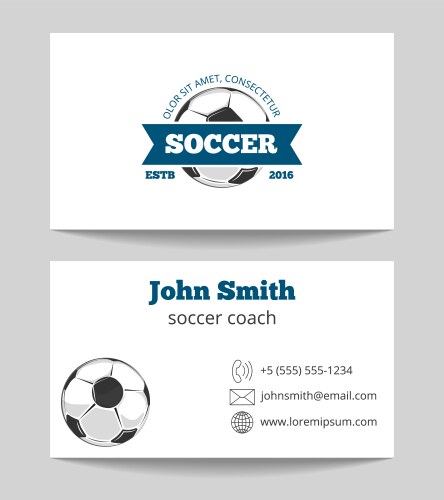 Soccer club business card template Royalty Free Vector Image