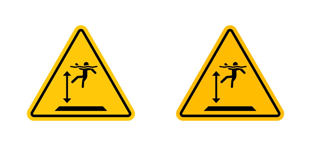 Deep water warning sign icon set alert for areas Vector Image