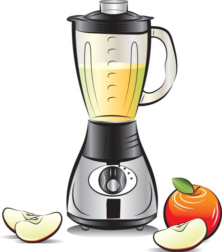 Drawing color kitchen blender with orange juice Vector Image
