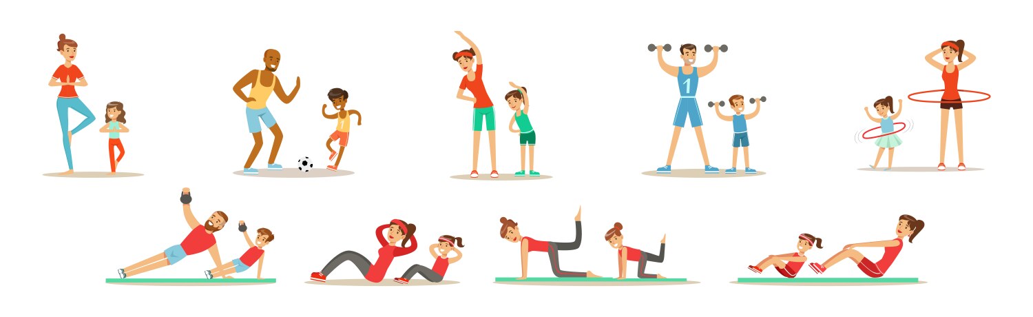 Kids Doing Exercise Vector Images (over 2,400)