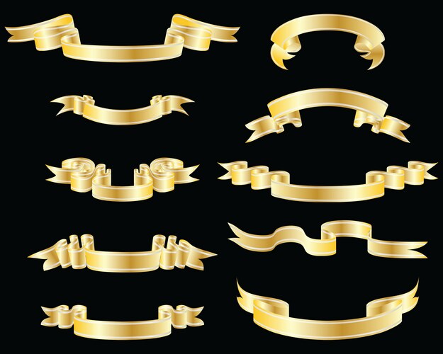 Ribbon banner shapes label collection Royalty Free Vector