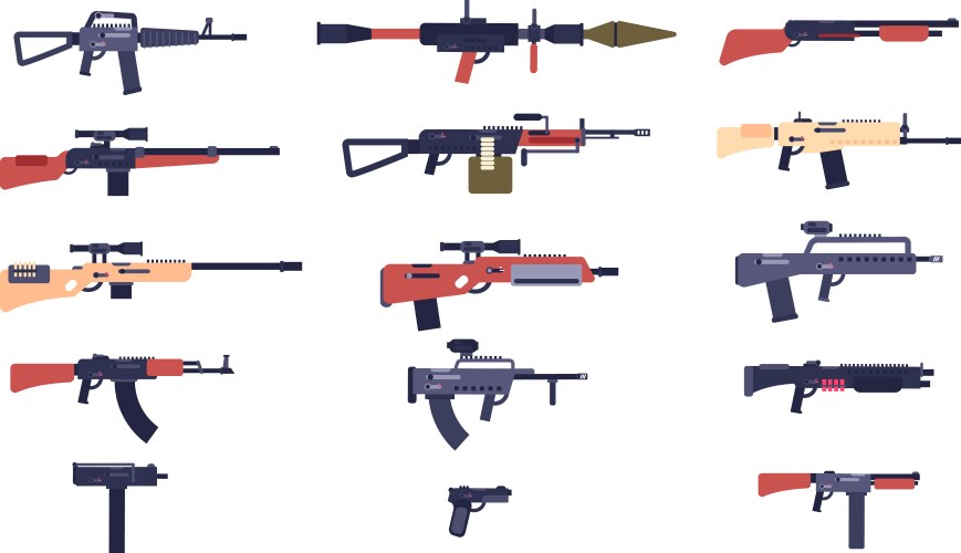 Automatic weapons set Royalty Free Vector Image