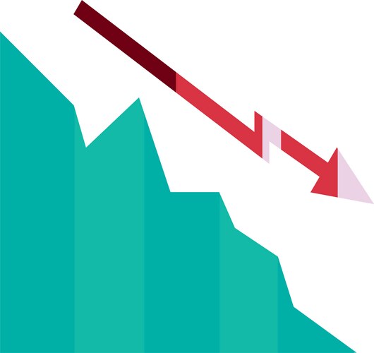 Graphic bar chart with descending financial arrow – Royalty-Free Vector ...