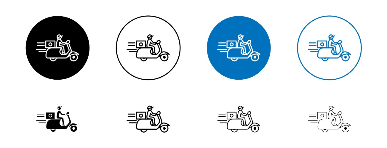 Delivery man riding motorcycle icon set scooter Vector Image
