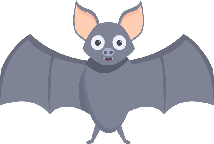 Cartoon grey bat is standing and spreading its Vector Image