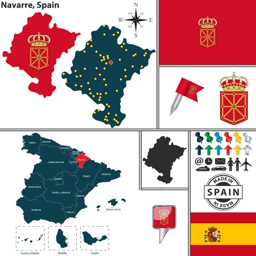 Murcia map with spanish national flag Royalty Free Vector