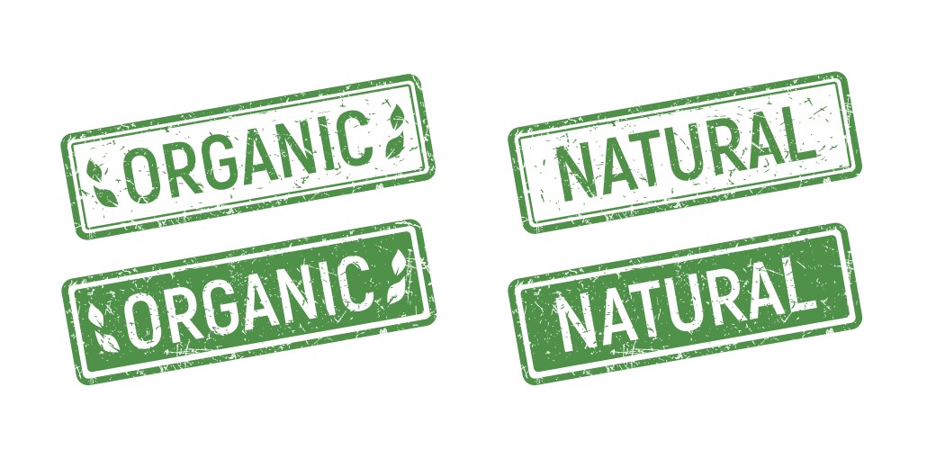 Organic stamp rubber green ecologic natural style Vector Image