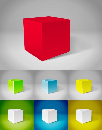 Different cube boxes in many colors Royalty Free Vector