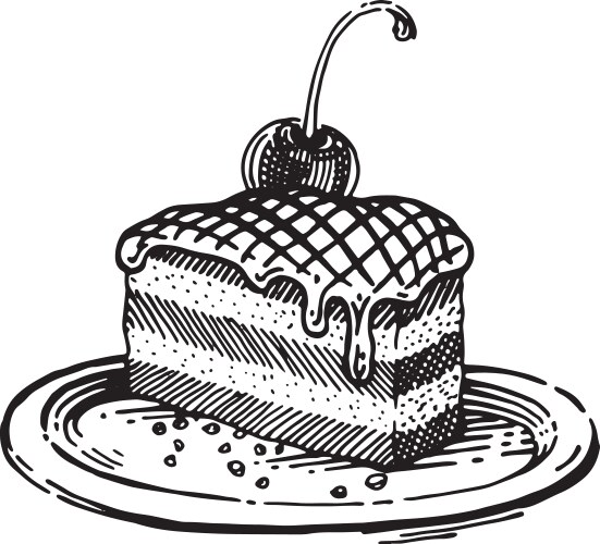 Woman presenting a layered cake engraving Vector Image