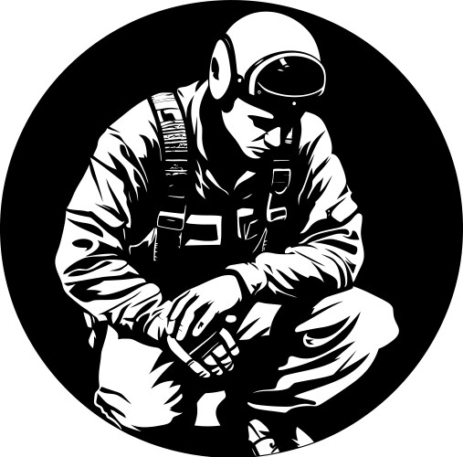 Sentinel kneel military salute courageous guard Vector Image
