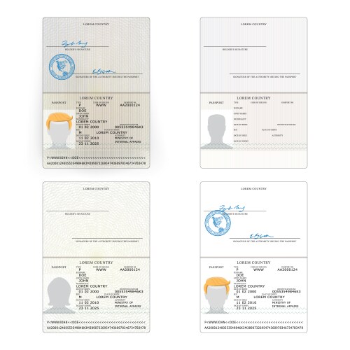 Realistic set passport identity card isolated Vector Image