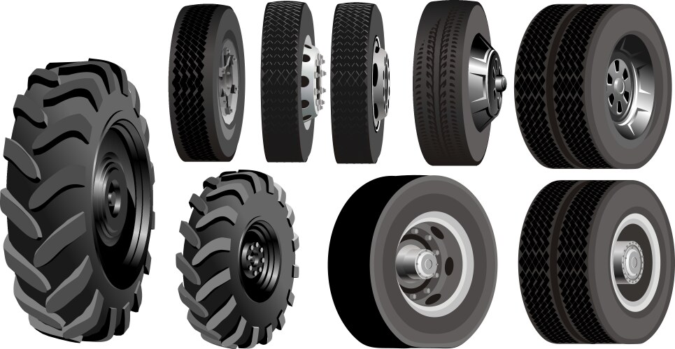 Truck and tractor wheels set Royalty Free Vector Image