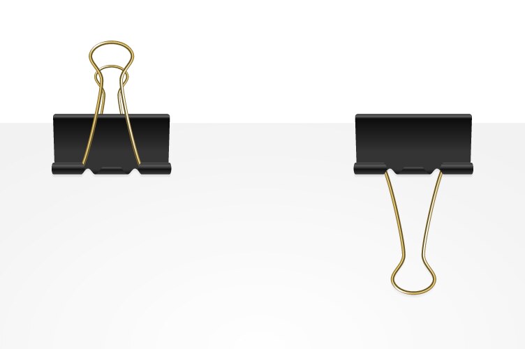 Realistic binder clip paper document clamp mockup Vector Image