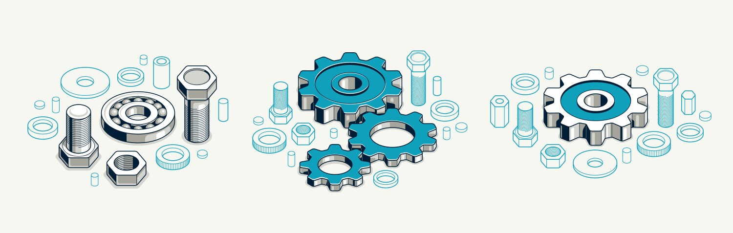 Engineer education concept set gears and cogs Vector Image