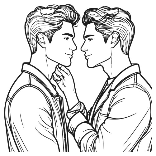 Man boy and husband line art drawing design Vector Image