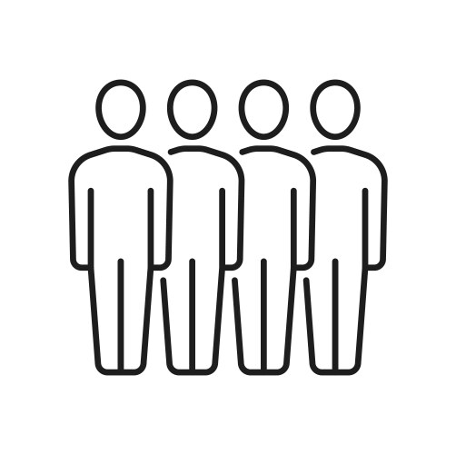 Four people standing together under house roof Vector Image