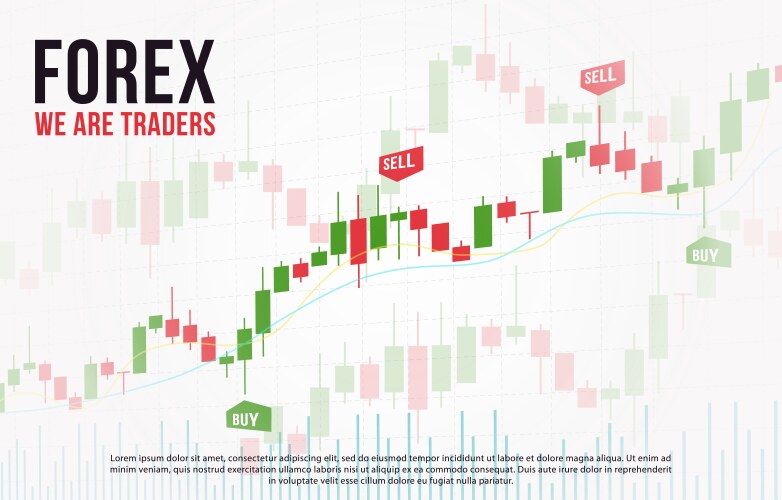 Background with stock market candlesticks chart Vector Image