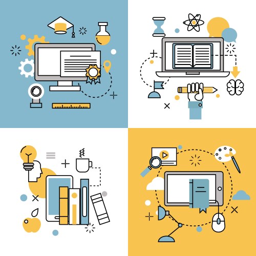 Education infographics set retro style design Vector Image