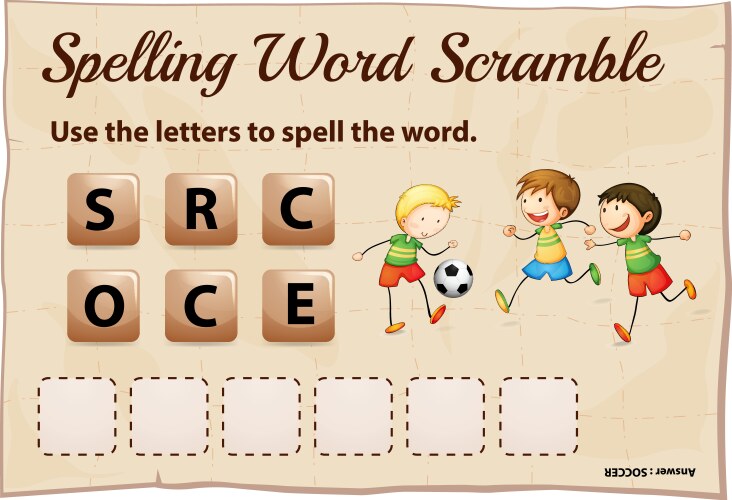 Spelling word scramble game with karate Royalty Free Vector