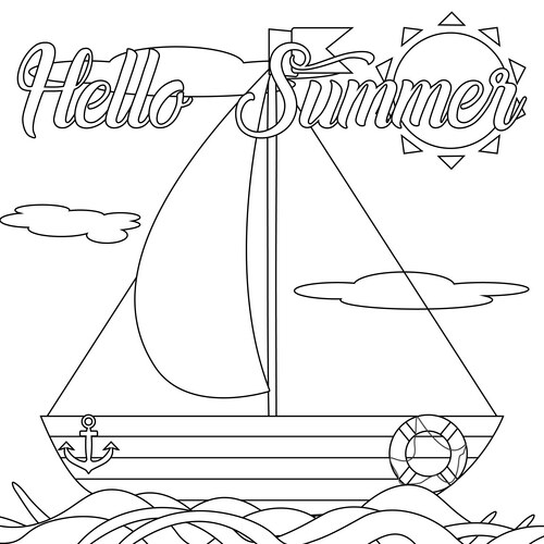 Summer sun coloring page for kids Royalty Free Vector Image