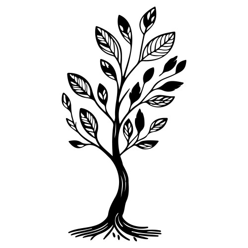 Tree half spring autumn floral sketch draw Vector Image