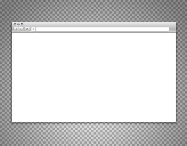 Transparent browser window website mockup frame Vector Image