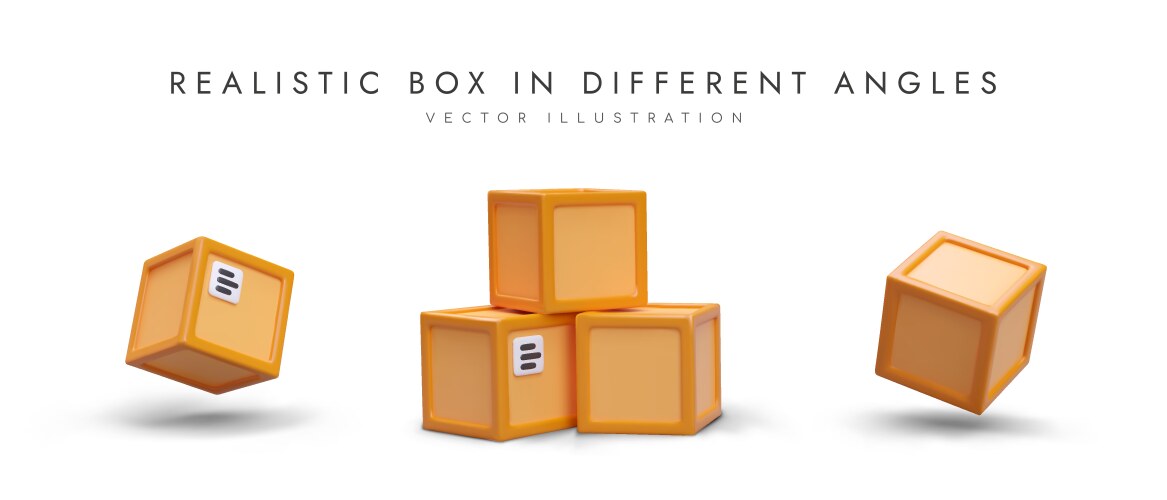 3d stack of cardboard boxes isolated Royalty Free Vector