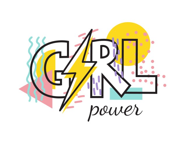Grl pwr short quote girl power cute hand drawing Vector Image