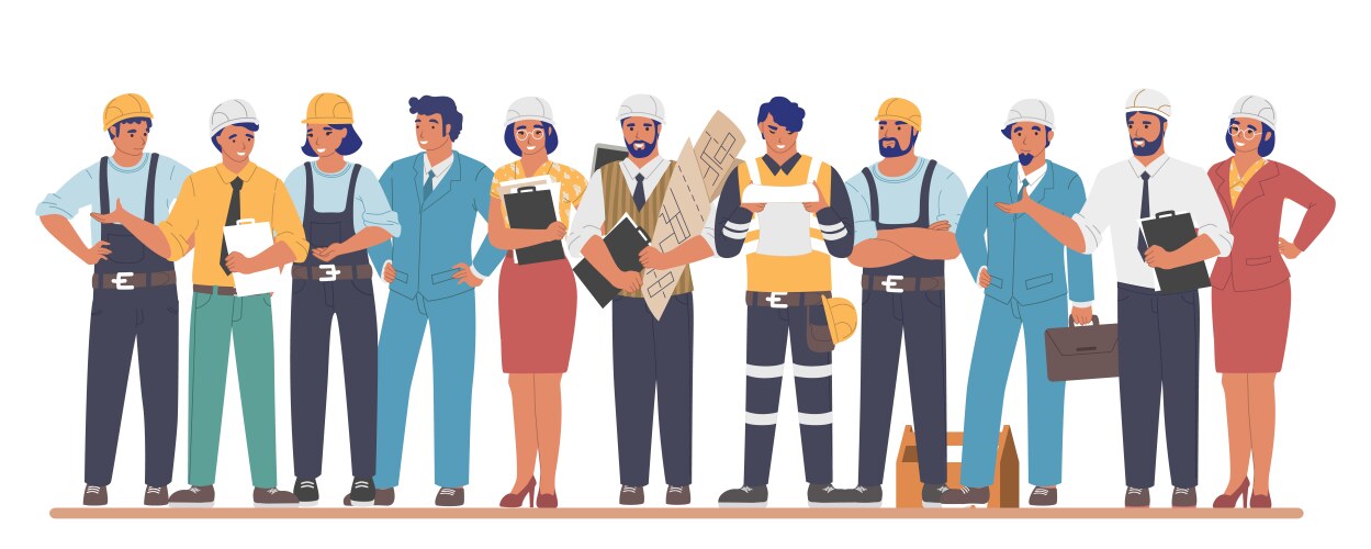 Construction workers team Royalty Free Vector Image