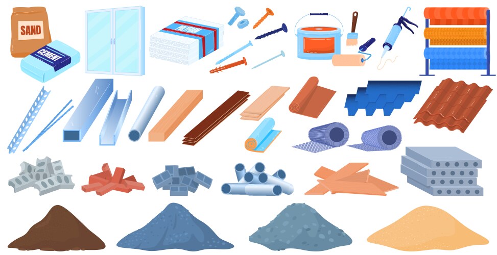 Building materials heaps construction material Vector Image