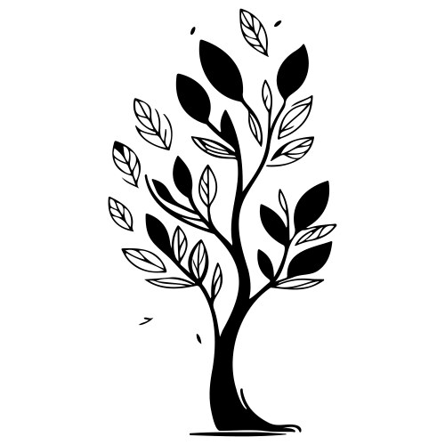 Tree half spring autumn floral sketch draw Vector Image