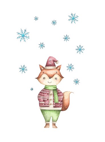 Adorable fox in watercolor Royalty Free Vector Image