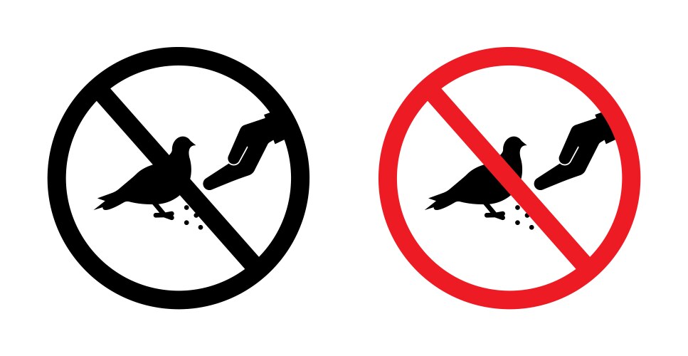 Do not feed birds sign icon set forbidden Vector Image