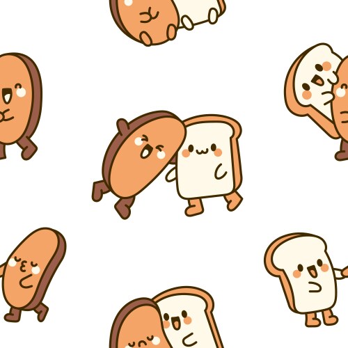 Funny couple bread cartoon characters Royalty Free Vector