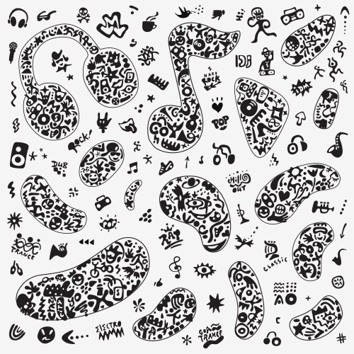 Rock music doodle set design elements Royalty Free Vector