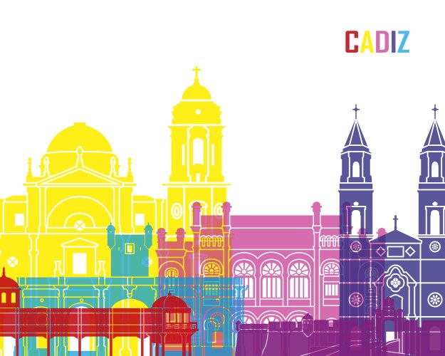 Cadiz landmarks and monuments Royalty Free Vector Image