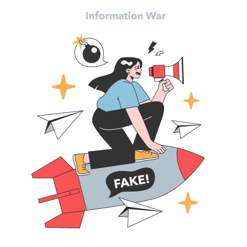 Information war flat Royalty Free Vector Image