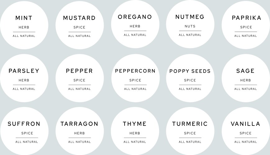 Kitchen pantry labels premade design template Vector Image