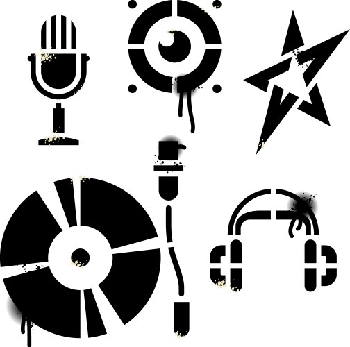 Graffiti Music Symbols Rap Music Graffiti Street Style Doodle Set Sign