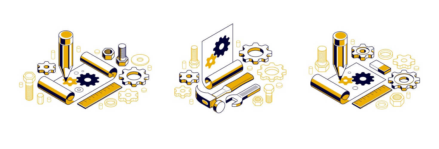 Mechanical engineering project concept engine Vector Image
