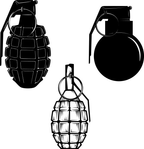 Stencils of grenades Royalty Free Vector Image