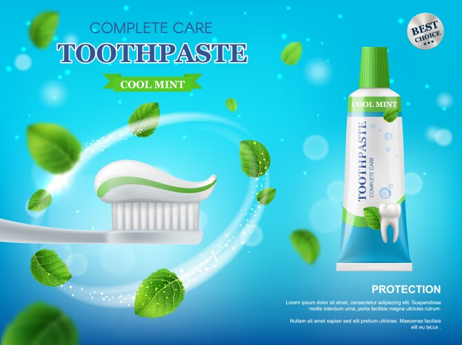 Toothpaste background dental poster design mint Vector Image