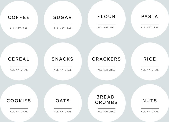 Kitchen pantry labels premade design template Vector Image