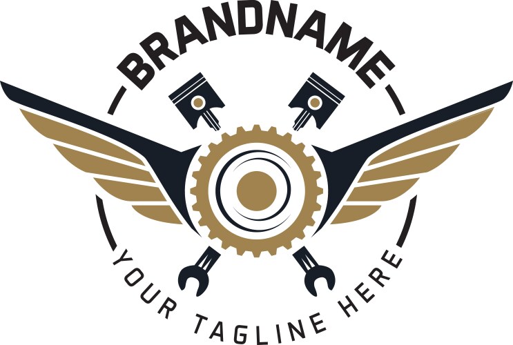 Piston wings logo Royalty Free Vector Image - VectorStock